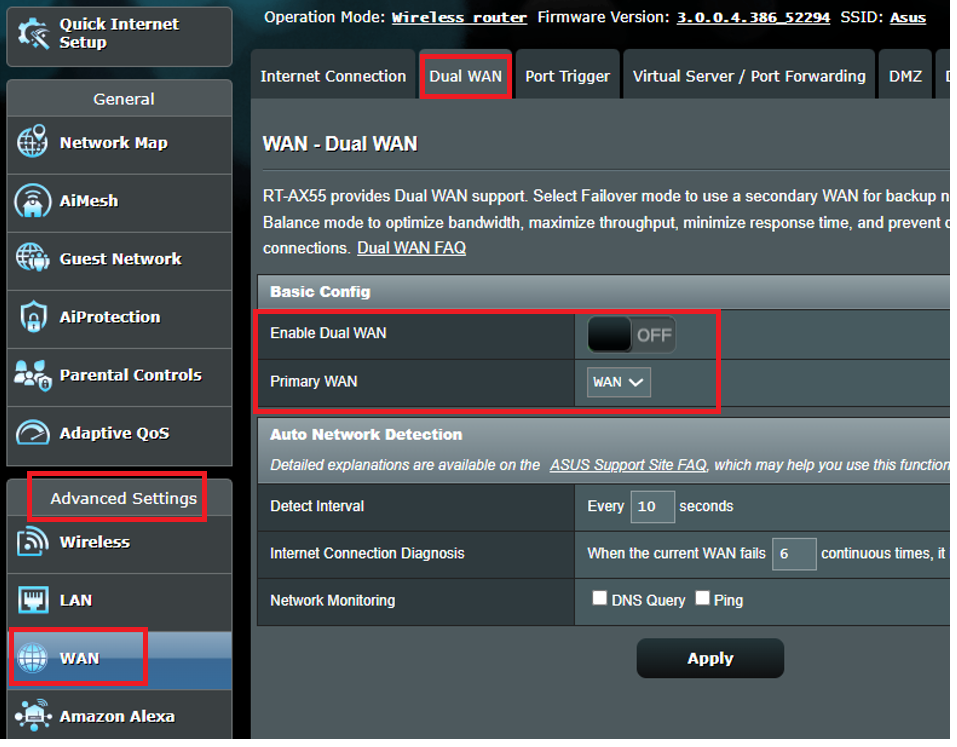ASUS modem guide - EWAN