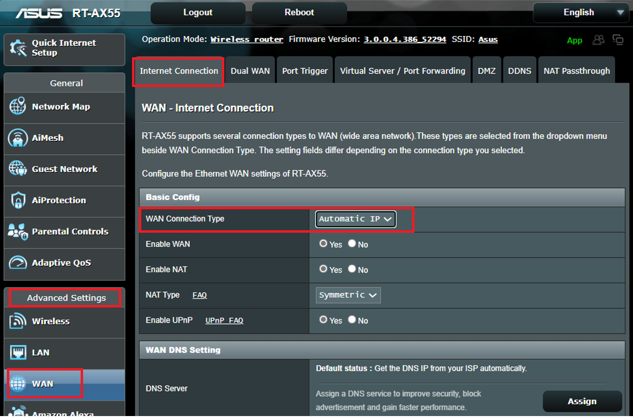 ASUS modem guide - EWAN